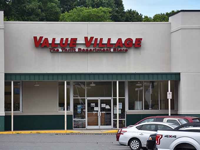 That bold red signage promises treasures inside, and those glass doors are practically begging you to come explore.