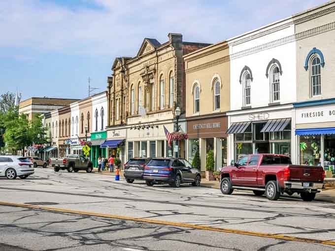 Classic storefronts line up like a Norman Rockwell painting, where every awning tells a story worth discovering.