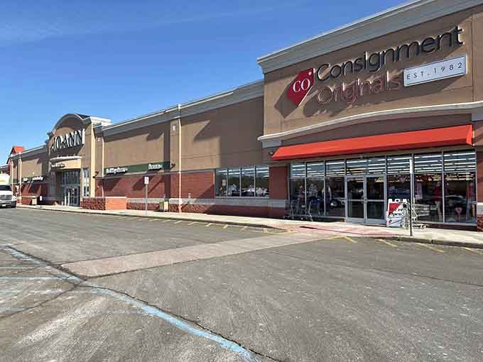 That bright red awning beckons like a beacon for bargain hunters who know quality when they see it.