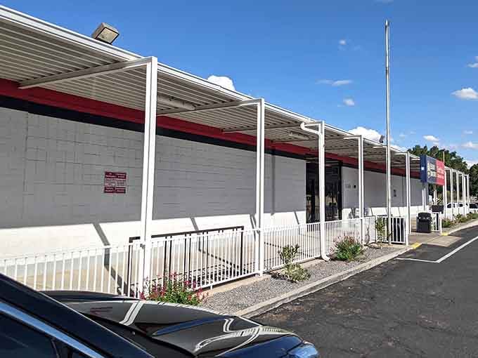 That clean white awning mean serious business when it comes to bargain hunting adventures.