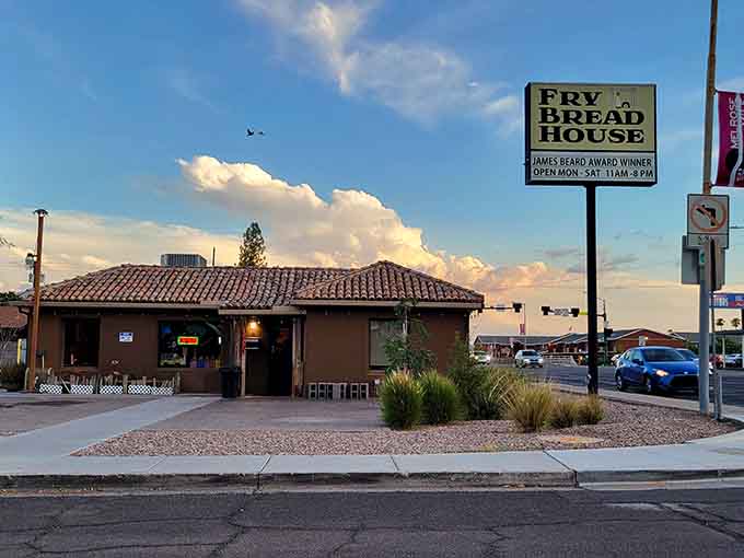 That James Beard Award sign isn't just decoration—it's a promise of golden, puffy fry bread perfection ahead.