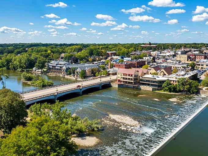 The Fox River flows through Geneva like nature's own Main Street, creating reflections that double the beauty.