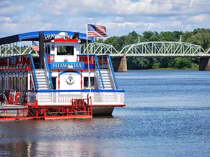This patriotic paddlewheel beauty looks like it sailed straight out of a Mark Twain novel onto the Susquehanna River.