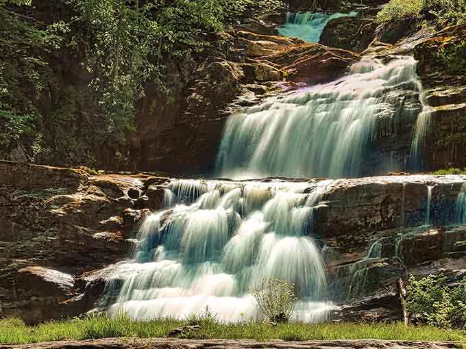 Mother Nature's wedding cake cascades down these rocky terraces in layers of pure liquid magic.