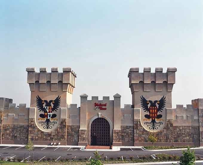 Those towering castle walls and heraldic shields promise an evening of knights, feasts, and medieval pageantry.