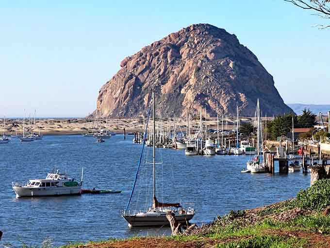 That magnificent rock rising from the harbor is nature's way of showing off with sailboats bobbing below.
