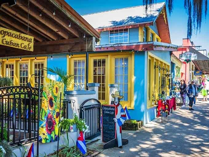 Strolling past these vibrant facades feels like walking through a painting where every brushstroke was dipped in pure joy.