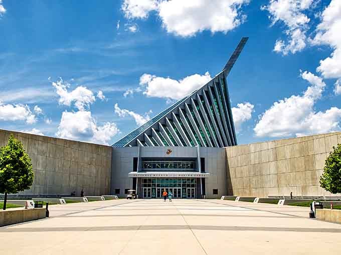 That dramatic roofline reaches for the sky like a monument to courage and sacrifice itself.