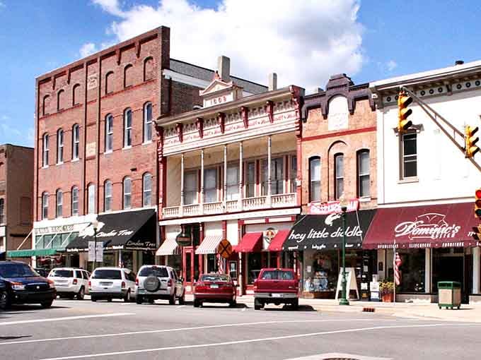 Historic storefronts line up like old friends waiting to share stories over coffee and pie.