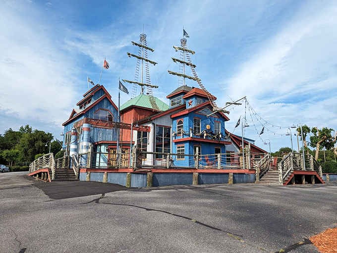 This pirate ship didn't get lost on the way to the coast – it found treasure in the mountains instead!