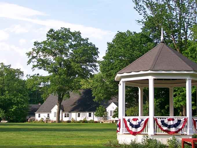 That gazebo draped in patriotic bunting looks ready for a Norman Rockwell painting to break out any minute.