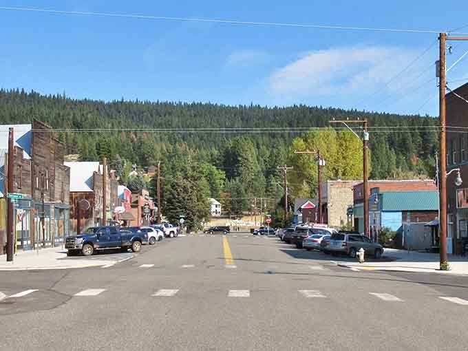 Mountain-framed main street where every storefront whispers tales of coal miners and TV fame from decades past.