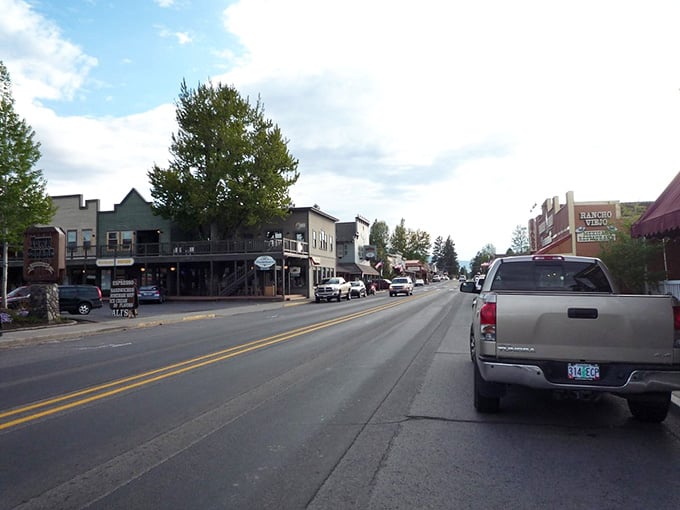 Classic Western storefronts line this mountain town street where every building tells a story worth discovering.