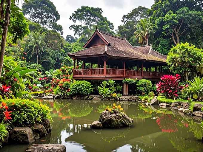 This traditional Thai house perched over a tranquil pond feels like discovering Bali in your own backyard.