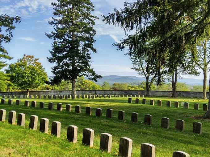 These solemn rows of markers stand watch over rolling hills where history changed in a single day.