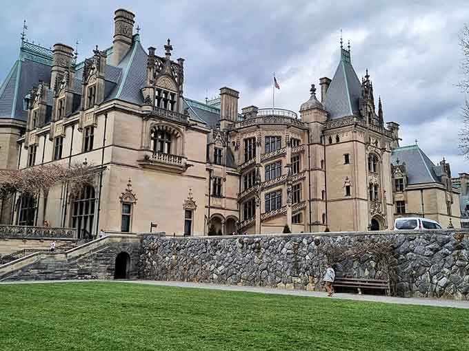 The limestone facade and intricate stonework make you wonder if you accidentally drove to the Loire Valley instead.