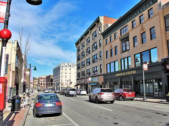 The Donovan Centre anchors this revitalized street where historic brick meets contemporary urban living beautifully.