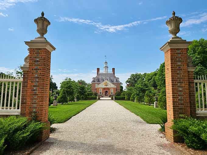 Those grand entrance gates and gravel path whisper elegance louder than any modern mansion ever could.