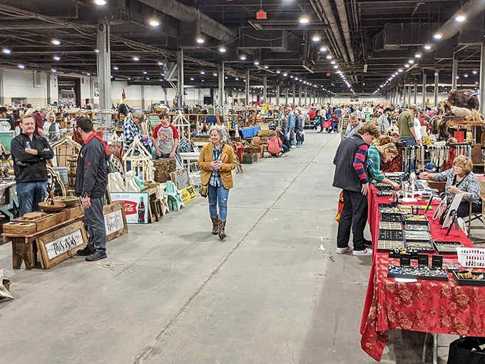 These aisles go on forever, packed with vendors offering everything from vintage records to brand-new kitchen gadgets.