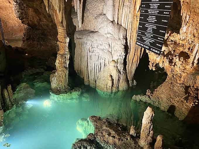 These ancient limestone formations tower overhead, creating a cathedral that took millions of years to perfect naturally.