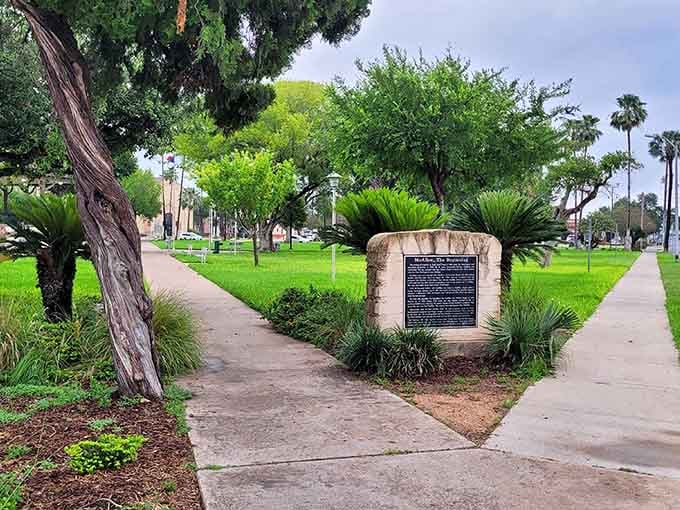Green spaces and historic markers dot the landscape, inviting leisurely strolls through this welcoming community.