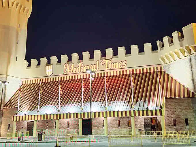 When the sun sets, this medieval fortress glows like a beacon calling hungry knights to dinner and tournament.