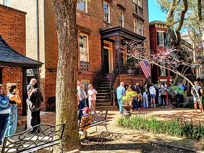 When the line wraps around a Savannah landmark, you know something magical is happening at those communal tables.