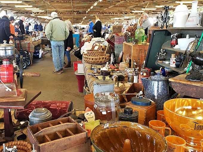 Under these pavilion roofs, vintage kitchenware and antique finds create a collector's paradise that rivals any museum collection.