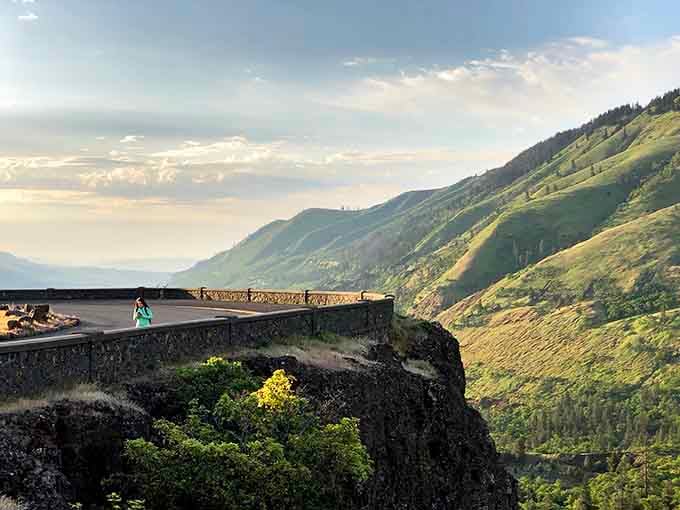Standing on this stone viewpoint feels like you're on the edge of the world, watching the gorge unfold below.