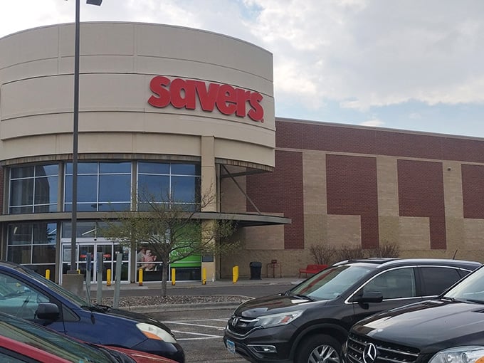 The spacious parking lot promises easy access to aisles filled with secondhand treasures waiting to be rediscovered.