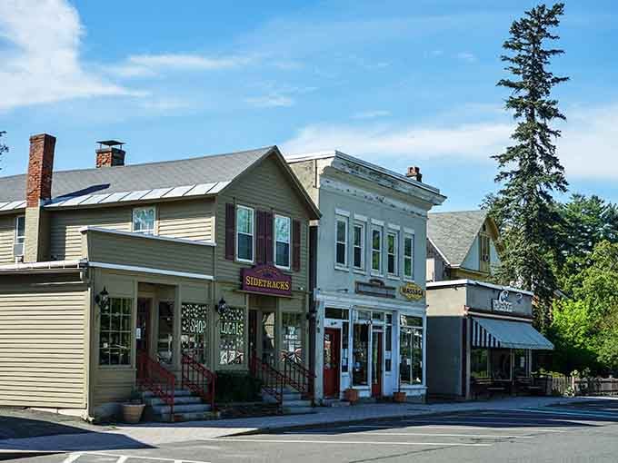 Classic storefronts line up like old friends waiting to greet you on this quintessential New England street.