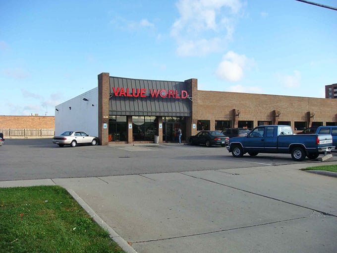 The sprawling storefront promises endless aisles of bargains waiting just beyond those welcoming glass doors.