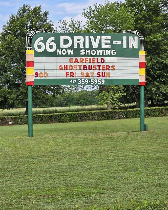 Classic marquee lettering announces tonight's double feature like a time capsule from when entertainment moved at a gentler pace.