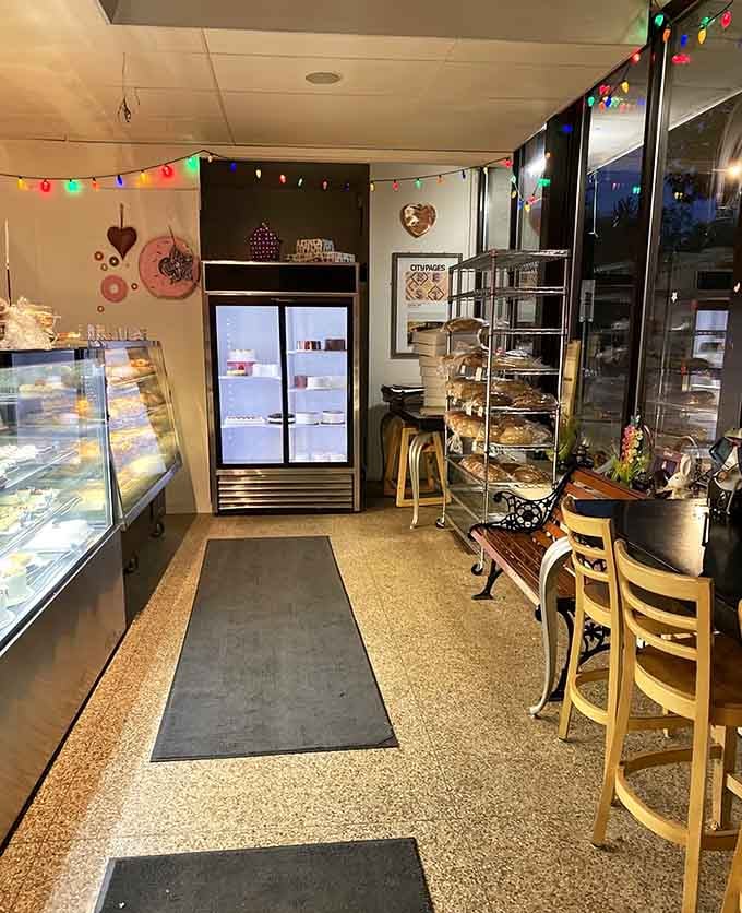 String lights and terrazzo floors create the kind of cozy atmosphere where calories definitely don't count.