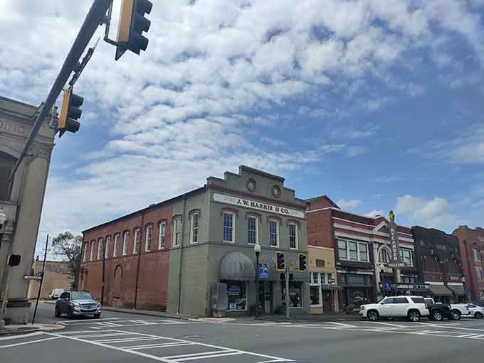 Historic storefronts line streets where parallel parking is still considered an acceptable form of public entertainment and community bonding.