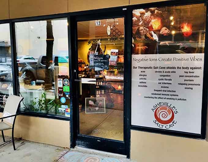 That storefront window promises positive vibes, and honestly, we could all use a few more of those.