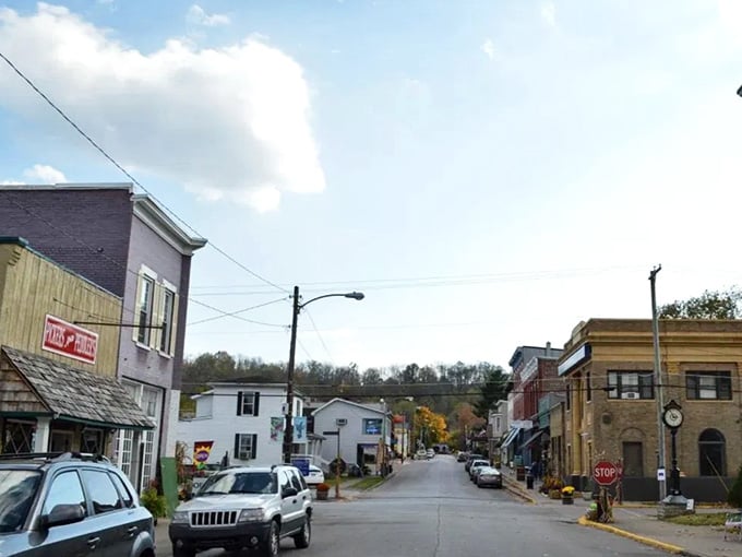 Main Street slopes gently toward the river, inviting you to slow down and actually enjoy the journey.