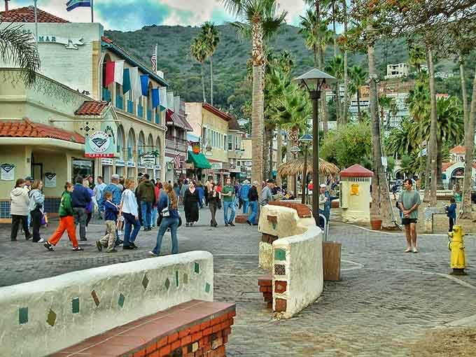 A sun-soaked plaza where palm trees sway, colorful storefronts beckon, and the good life unfolds one leisurely stroll at a time.