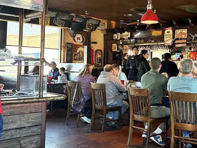 Inside BK, vintage signs and red pendant lights create the perfect backdrop for your bacon-wrapped adventure.