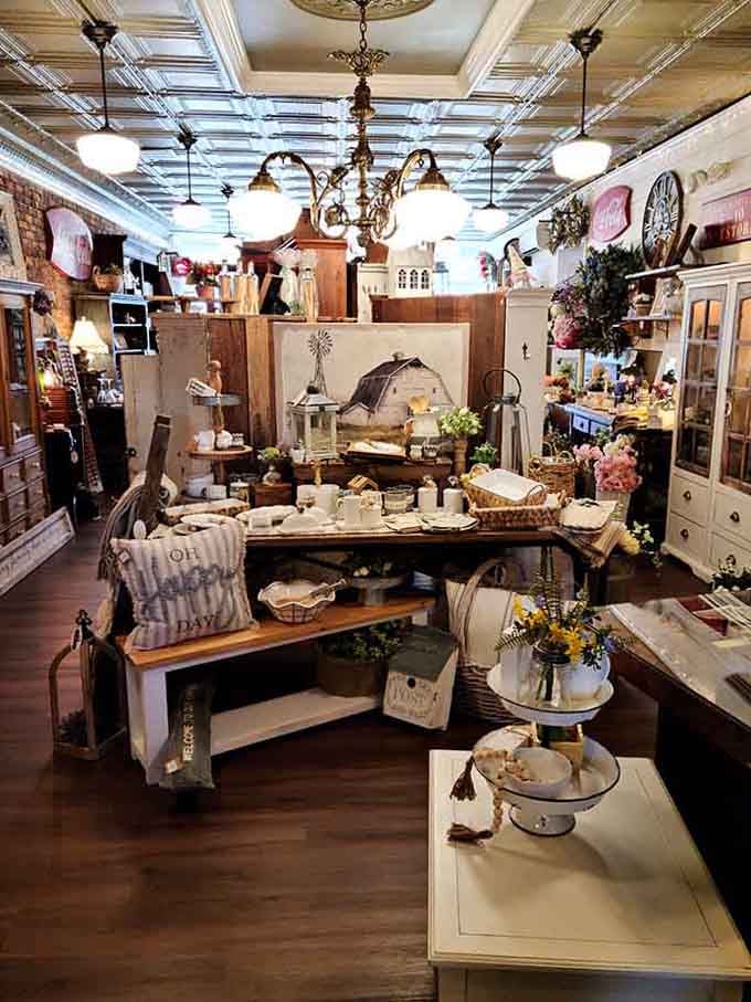 Tin ceilings and chandeliers create an atmosphere where every corner whispers stories of yesteryear.