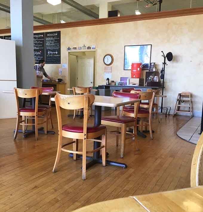 Simple wooden tables and warm lighting create the kind of space where carbs feel like coming home.
