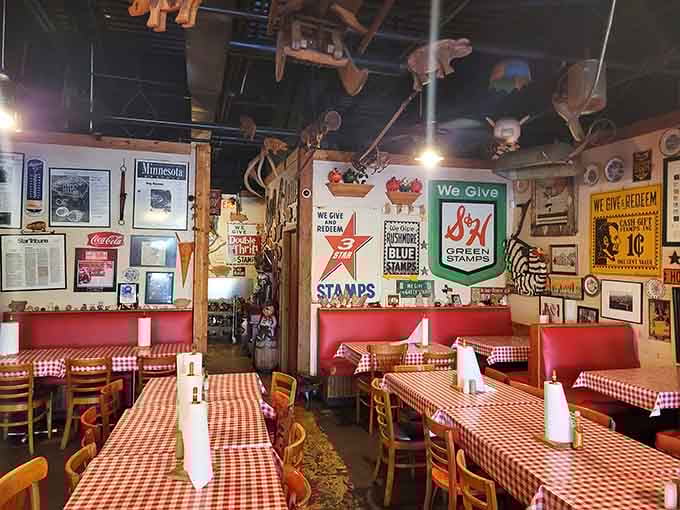 Every inch of wall space tells a story, making this dining room feel like America's most delicious museum.