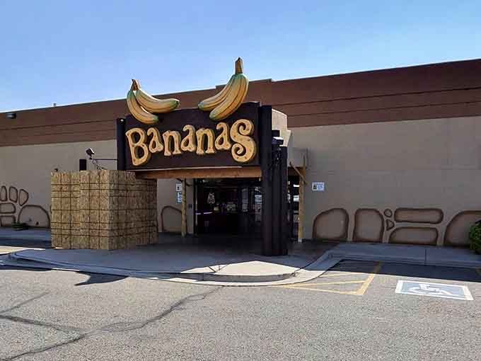 That entrance practically screams "leave your adult responsibilities at the door" with its cheerful banana-topped welcome.