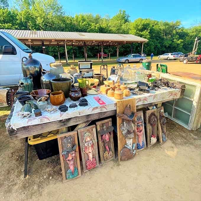 Vintage pottery meets rustic charm at outdoor stalls where every piece tells a story you'll want to hear.