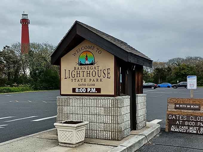 The welcome sign promises adventure, though it wisely doesn't mention the 217 steps waiting for you inside.