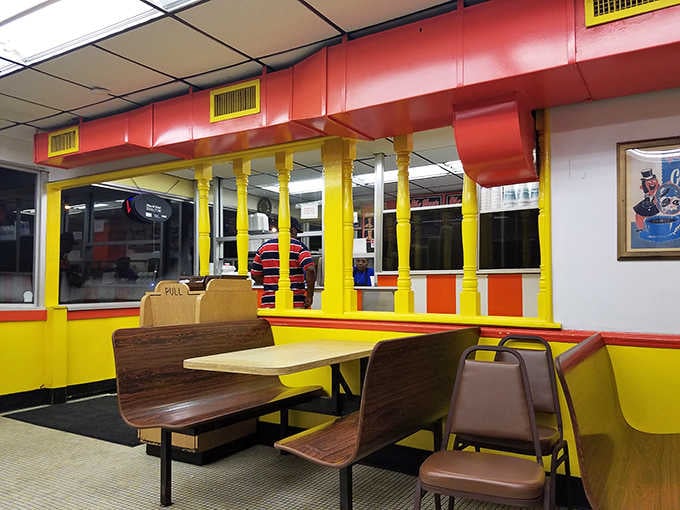 Step inside and the bright colors transport you straight to simpler times when diners ruled America.