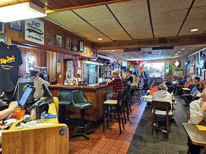 Wood paneling and packed tables tell you everything you need to know about a place before you even order.