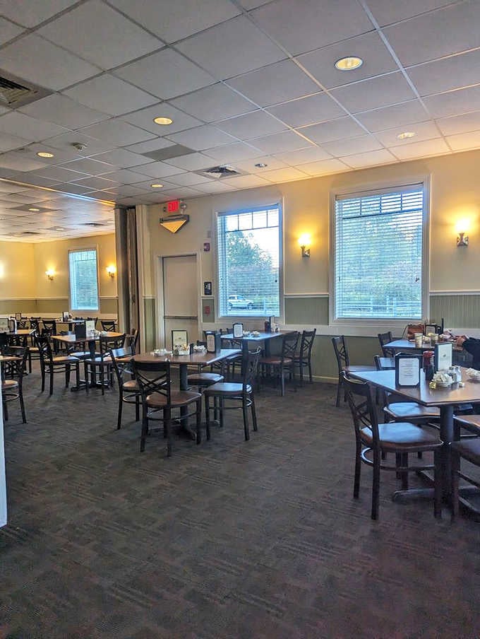 Clean lines, natural light, and comfortable seating create the perfect setting for serious pie consumption and leisurely conversation.