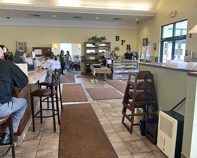 Simple booths, friendly faces, and that pie case calling your name from across the room like a siren.