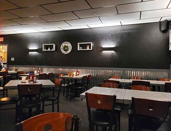 Classic supper club ambiance where corrugated metal meets comfortable seating and nobody's trying too hard to impress anyone.